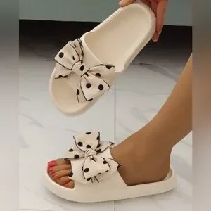 Halo & Harley | Shoes | Cream And Black Polka Dot Bow Sandals | Poshmark